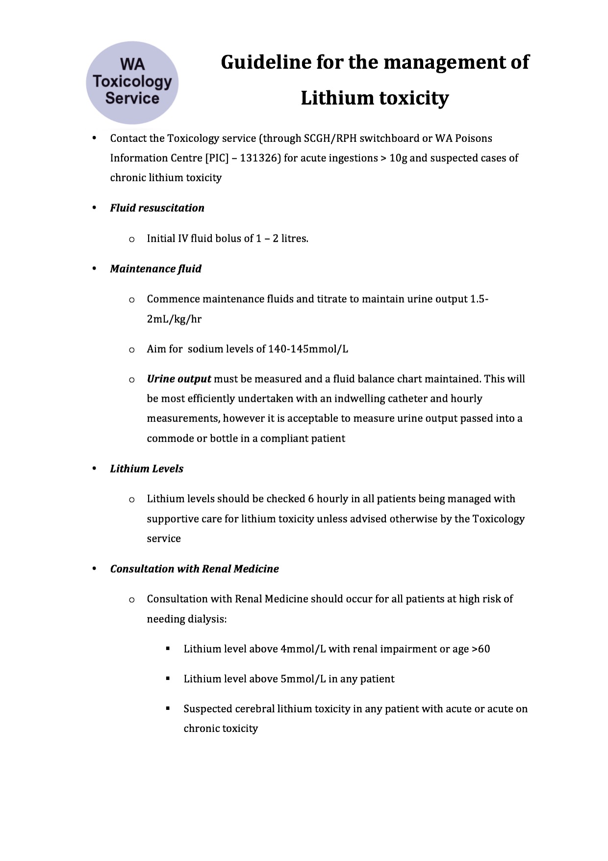 Lithium Toxicity Management 2 Charlies Ed